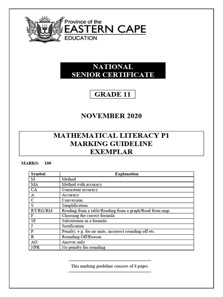 Maths Lit P1 GR11 Memo Nov2020 Eng D | PDF | Elementary Mathematics ...