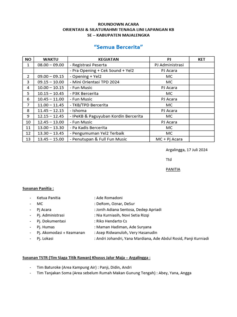 Roundown Acara | PDF