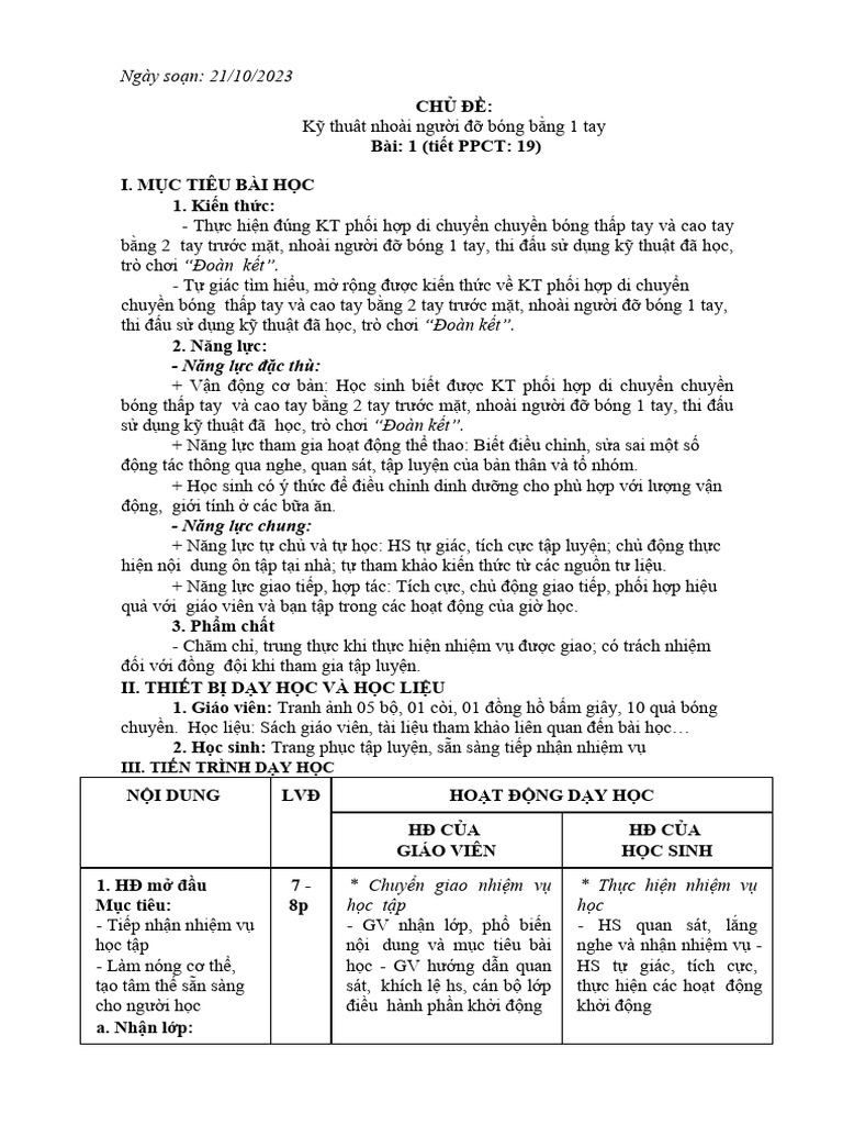KHBD K11 Bong Chuyen T19-20 | PDF