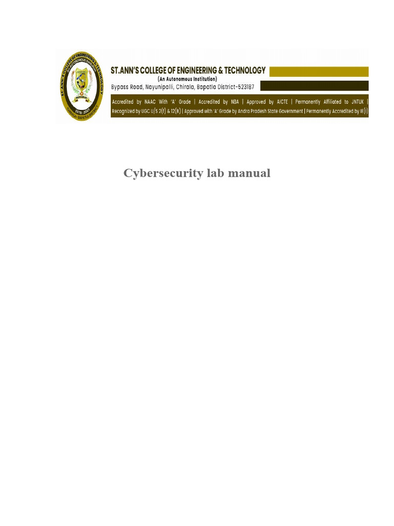 Cybersecurity Lab Manual Guide | PDF | Cipher | Engineering