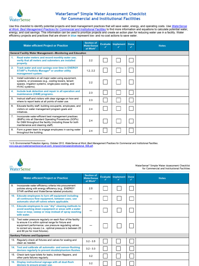 ws-commercial-water-assessment-checklist | Download Free PDF | Water ...