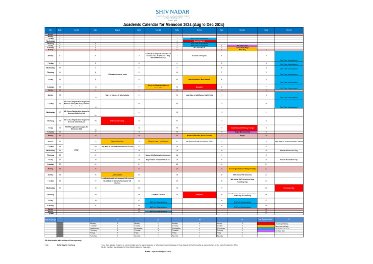 Academic Calendar For Monsoon 2024 | PDF | Academic Term | Educational ...