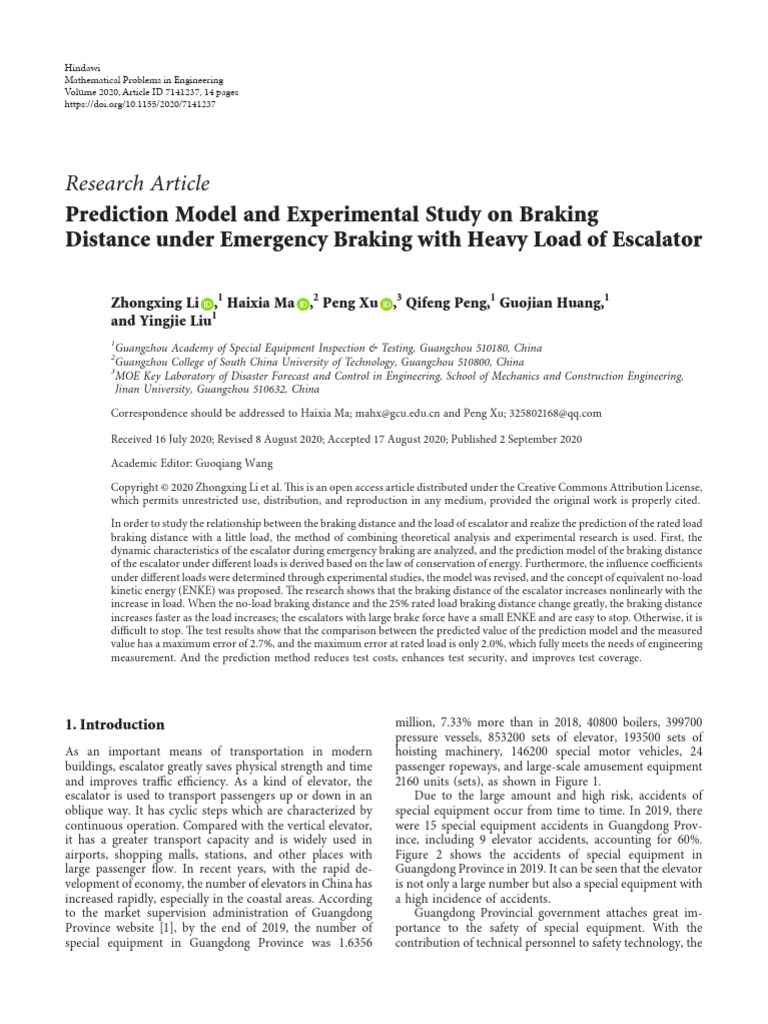 Prediction Model and Experimental Study On Braking | PDF | Force | Brake
