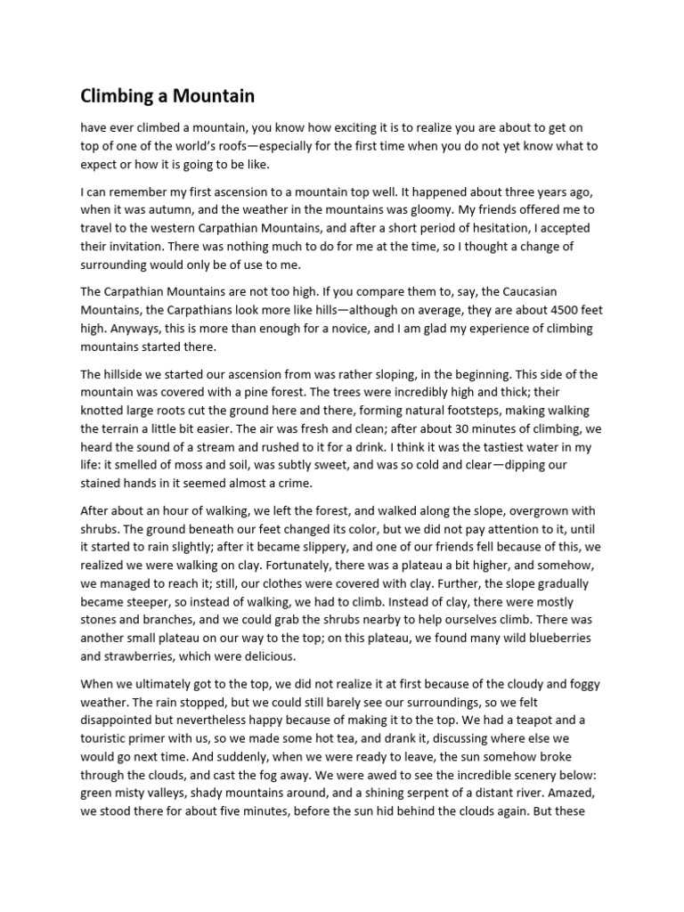 Personal Narrative Essay On Climbing A Mountain | PDF | Earth Sciences