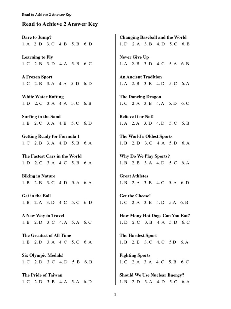 Read to Achieve 2 Answer Key | PDF | Home & Garden | History