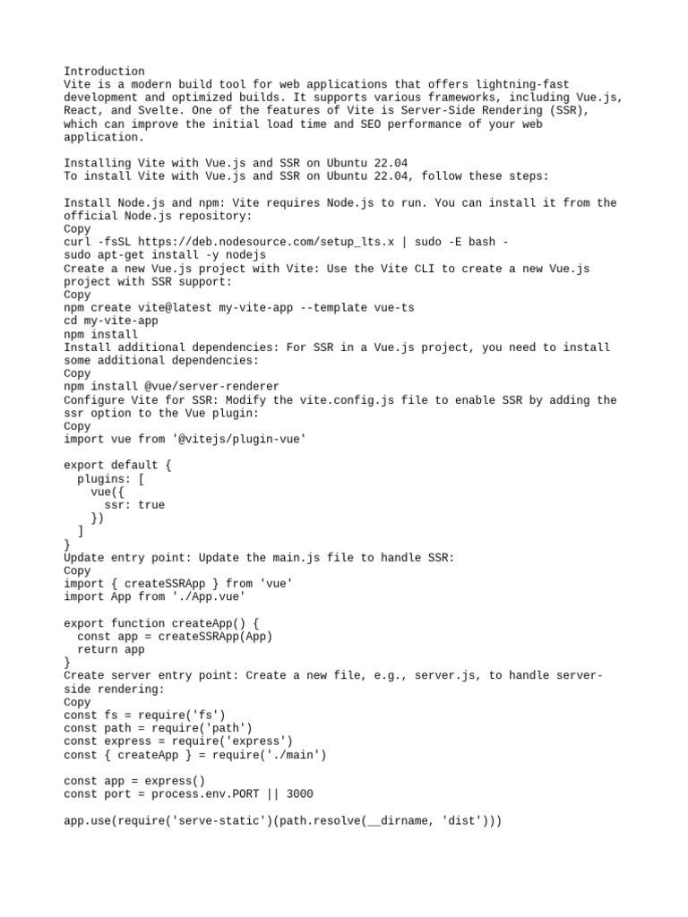Installing Vite With Vue - Js and SSR On Ubuntu 22.04 | PDF | Software ...