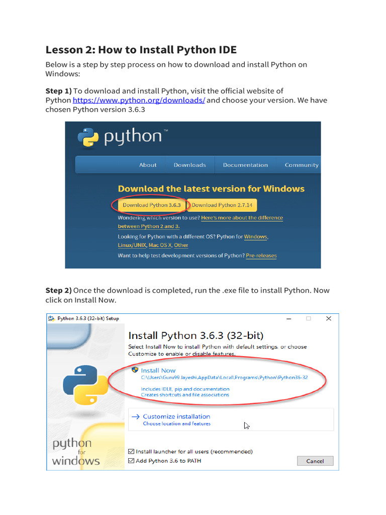 Lesson 2 - How To Install Python On Windows (Pycharm IDE) | PDF