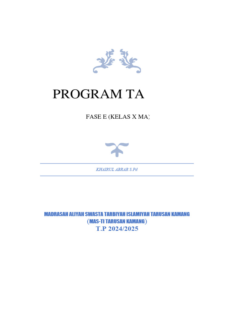 Prota Kumer Fase e (Kelas X) | PDF