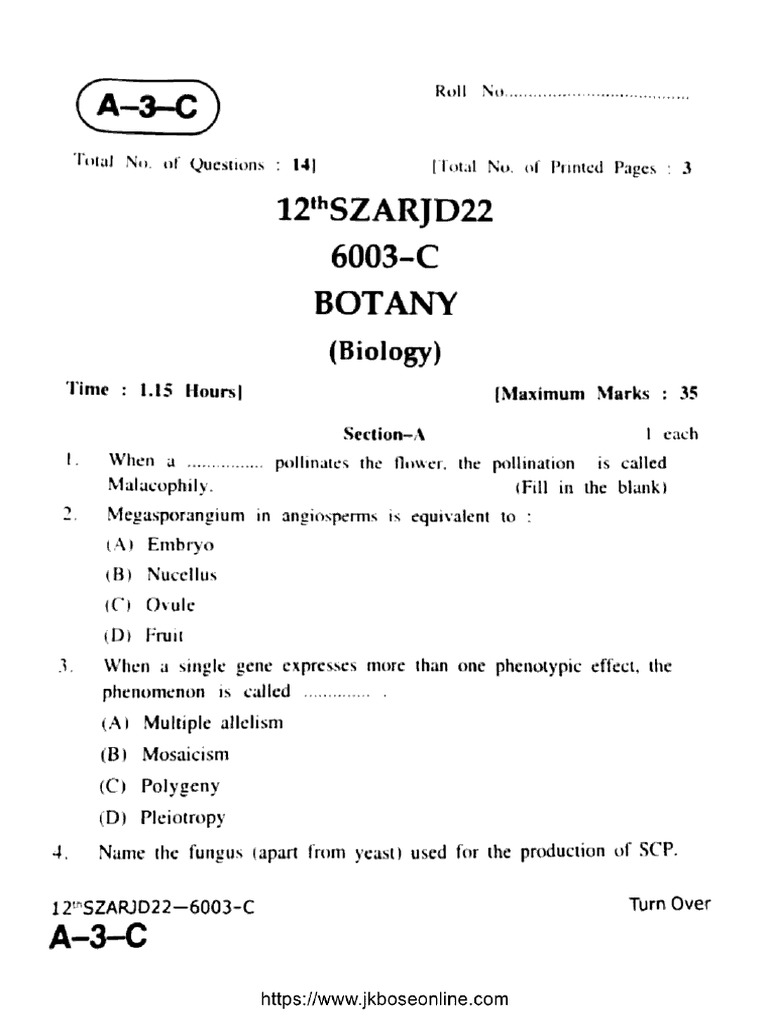 Jk Bose Class 12 Biology Botany 6003 c 2022 | PDF