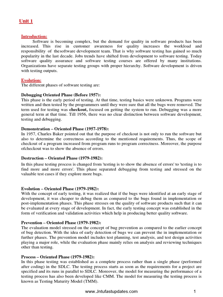 STM UNIT-1 (1) | PDF | Software Testing | Software Bug