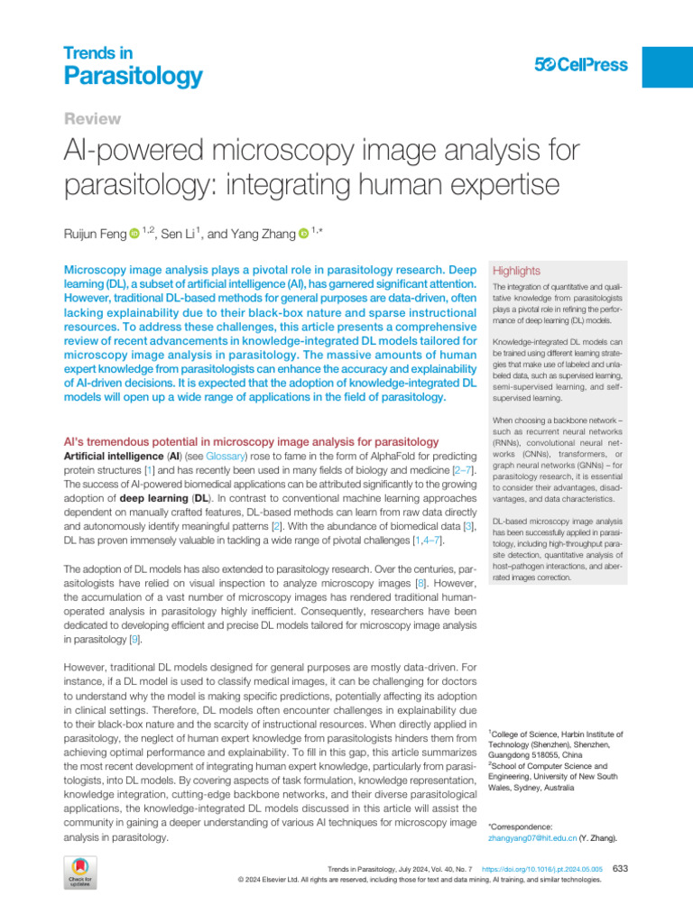 AI in Microscopy for Parasitology Analysis | PDF | Artificial Neural ...
