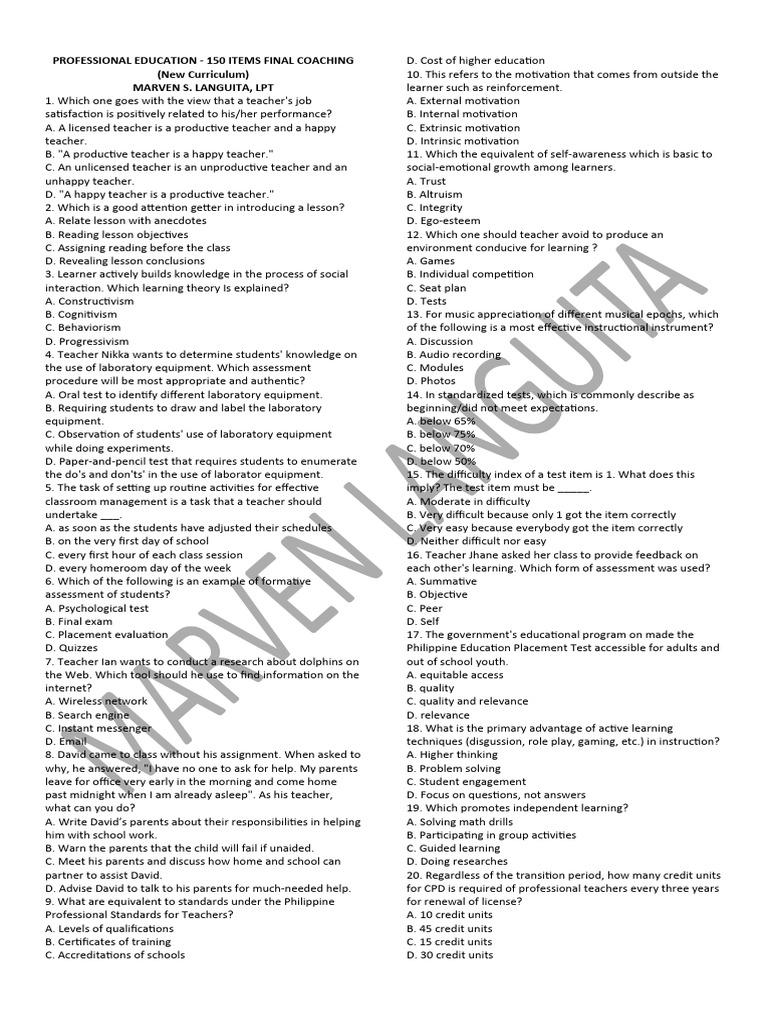 Prof Ed 1 | PDF | Educational Assessment | Learning