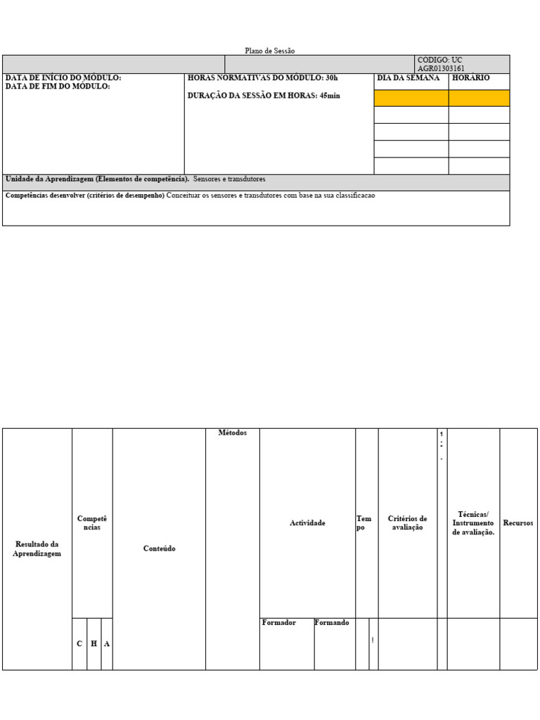 Plano de Seccao Sensores e Transdutores | PDF | Sensor
