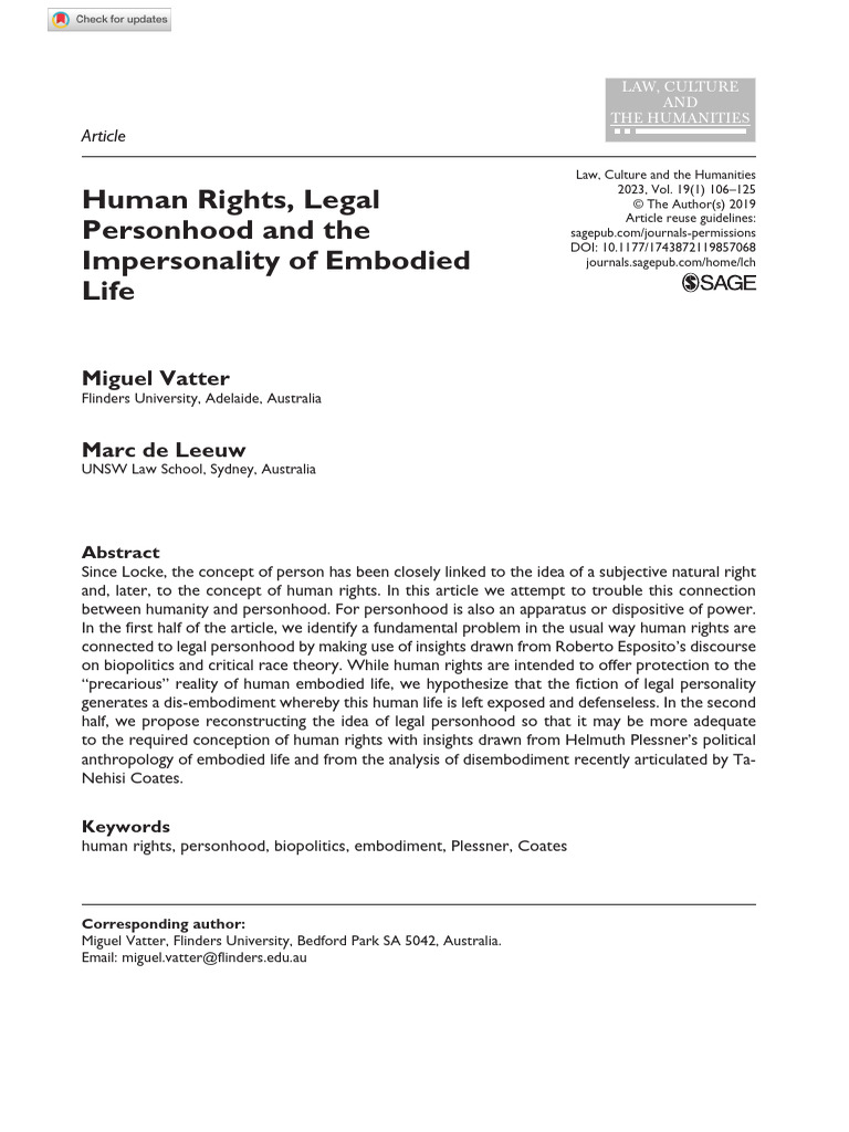 Vatter de Leeuw 2019 Human Rights Legal Personhood and the ...
