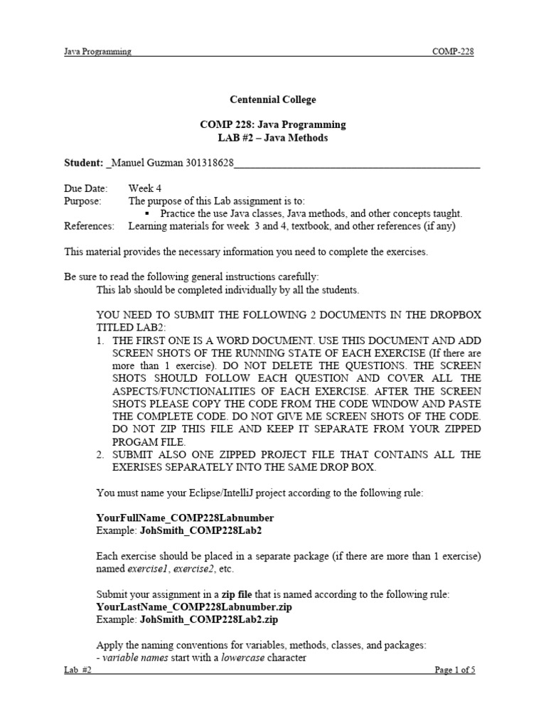 Lab 2 Final Final Pdf Method Computer Programming Class Computer Programming 9405