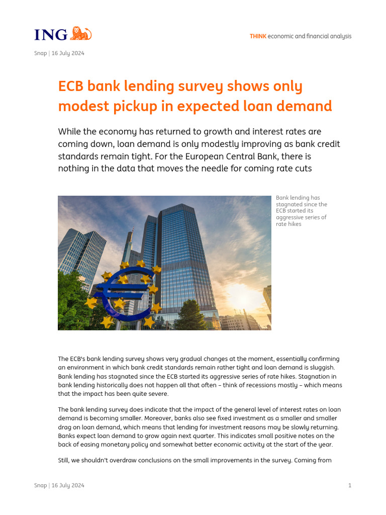 ING Think Ecb Bank Lending Survey Shows Only Modest Pickup in Expected ...