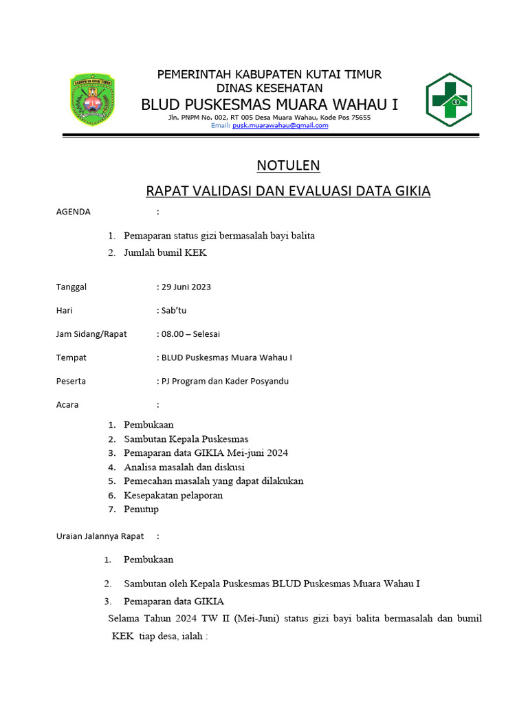 Notulen Rapat Validasi Gikia | PDF