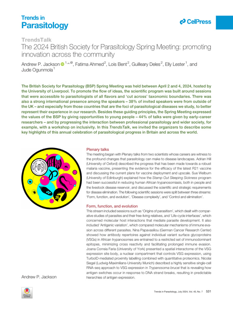 The 2024 British Society For Parasitology Spring M | PDF | Parasitism ...