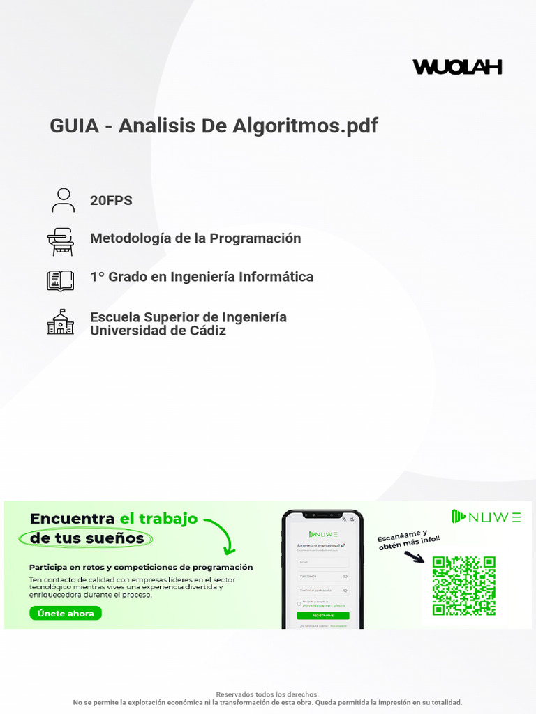 Analisis Algoritmos | PDF | Informática teórica | Programación de ...