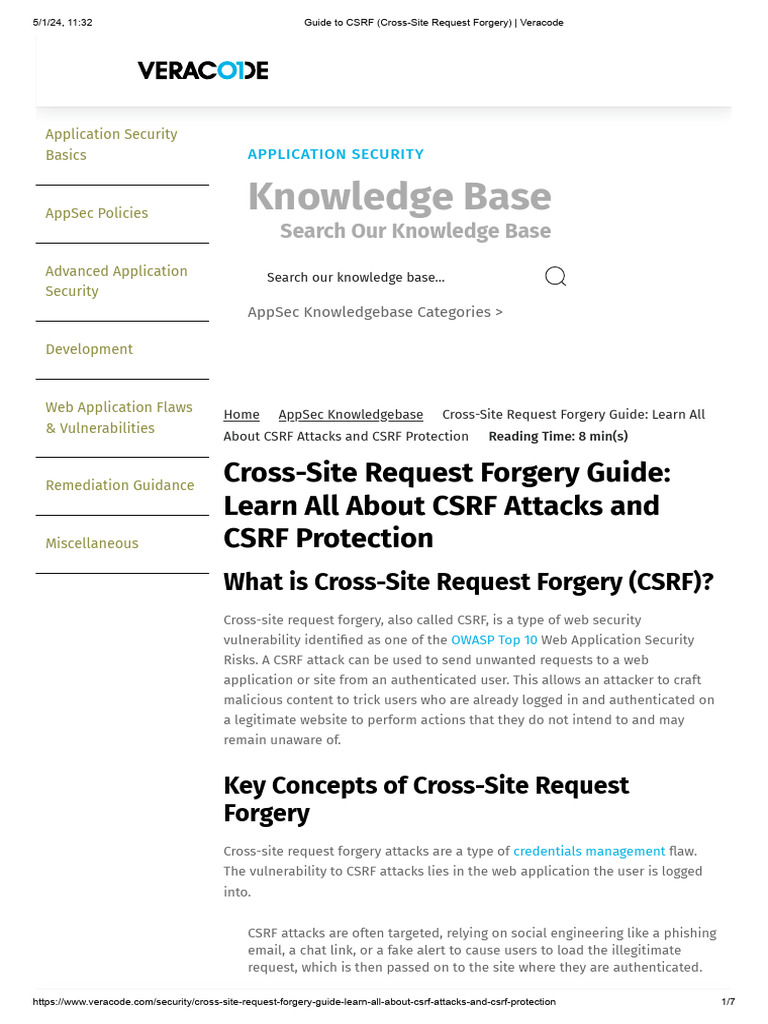 Guide To CSRF (Cross-Site Request Forgery) - Veracode | PDF | Http Cookie | Computing