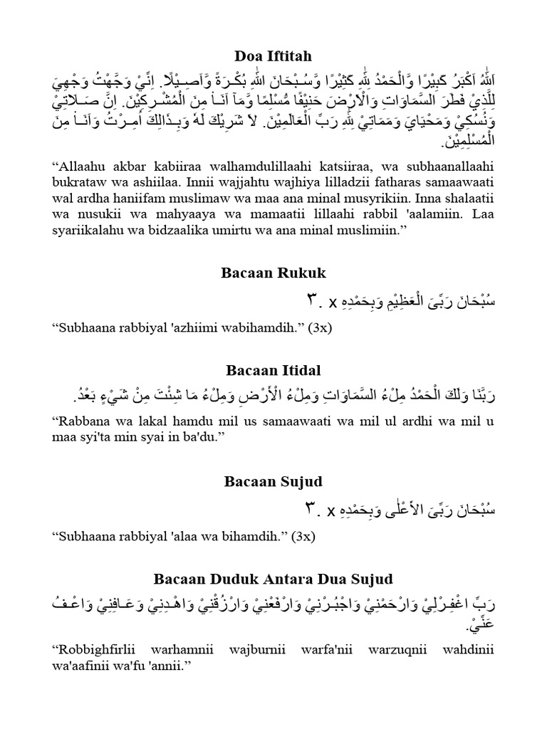 Bacaan-Bacaan Sholat | PDF
