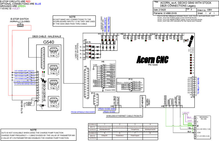 s14980.r3 - Acorn - Rev4, Gecko g540 With Db25 Connections | PDF ...