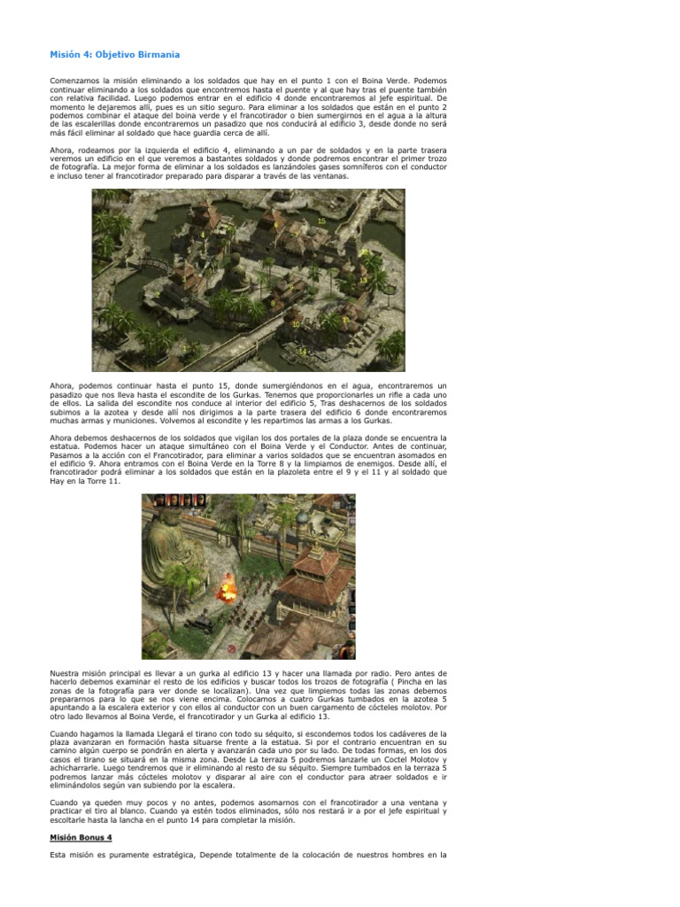 Commandos 2 Men of Courage - Misión 4 Objetivo Birmania | PDF | Francotirador