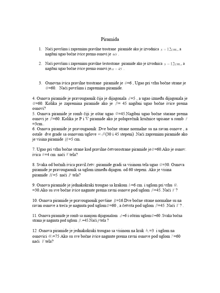 Piramida I Zadaci 2023-24 | PDF