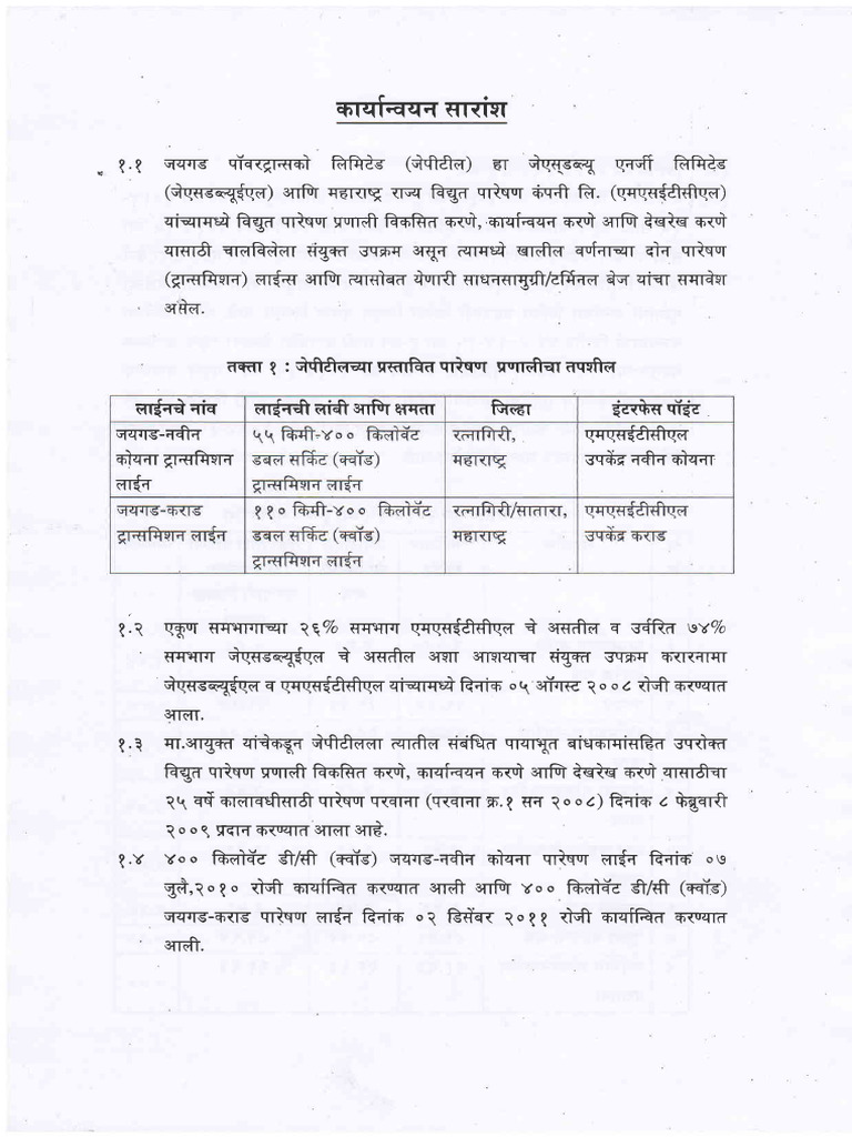JSW Trading Notice - Jaigad Powertransco Limited - Executive Summary ...