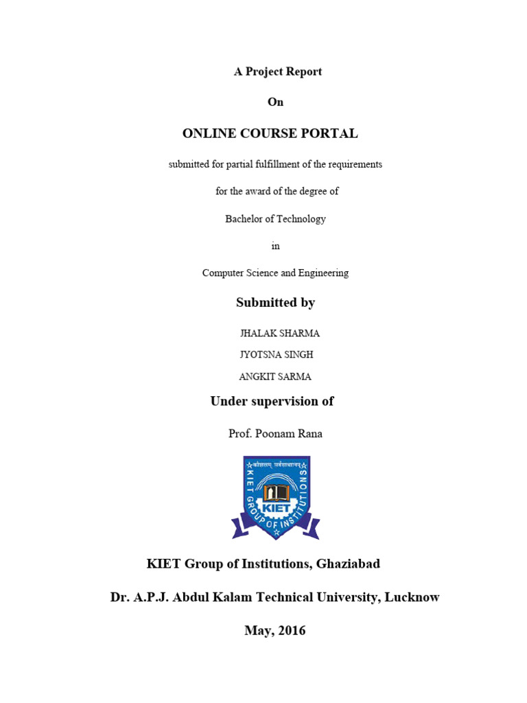 A Project Report ONLINE COURSE | PDF | Academic Degree | Information ... A Project Report ONLINE COURSE | PDF | Academic Degree | Information ...