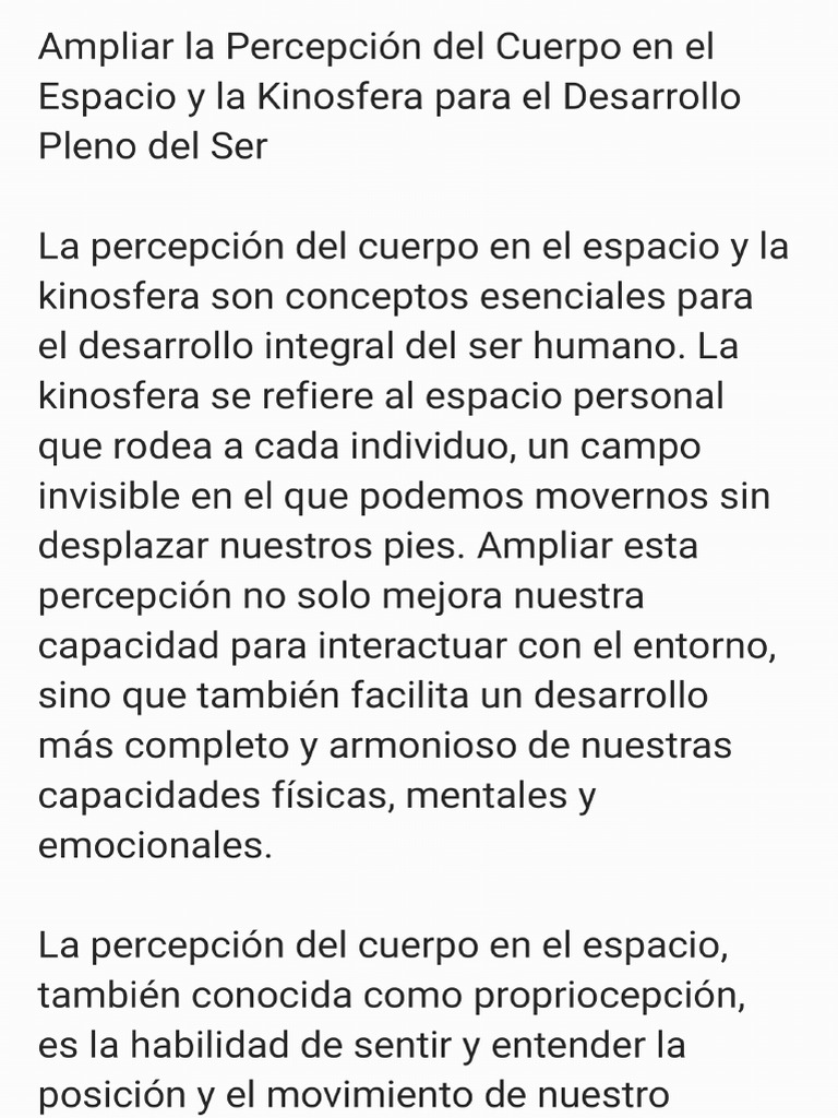 Percepcion, Kinosfera y Desarrollo Pleno Del Ser | PDF