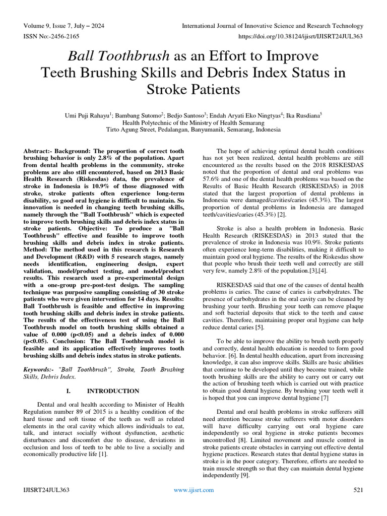 Ball Toothbrush As An Effort To Improve Teeth Brushing Skills and ...