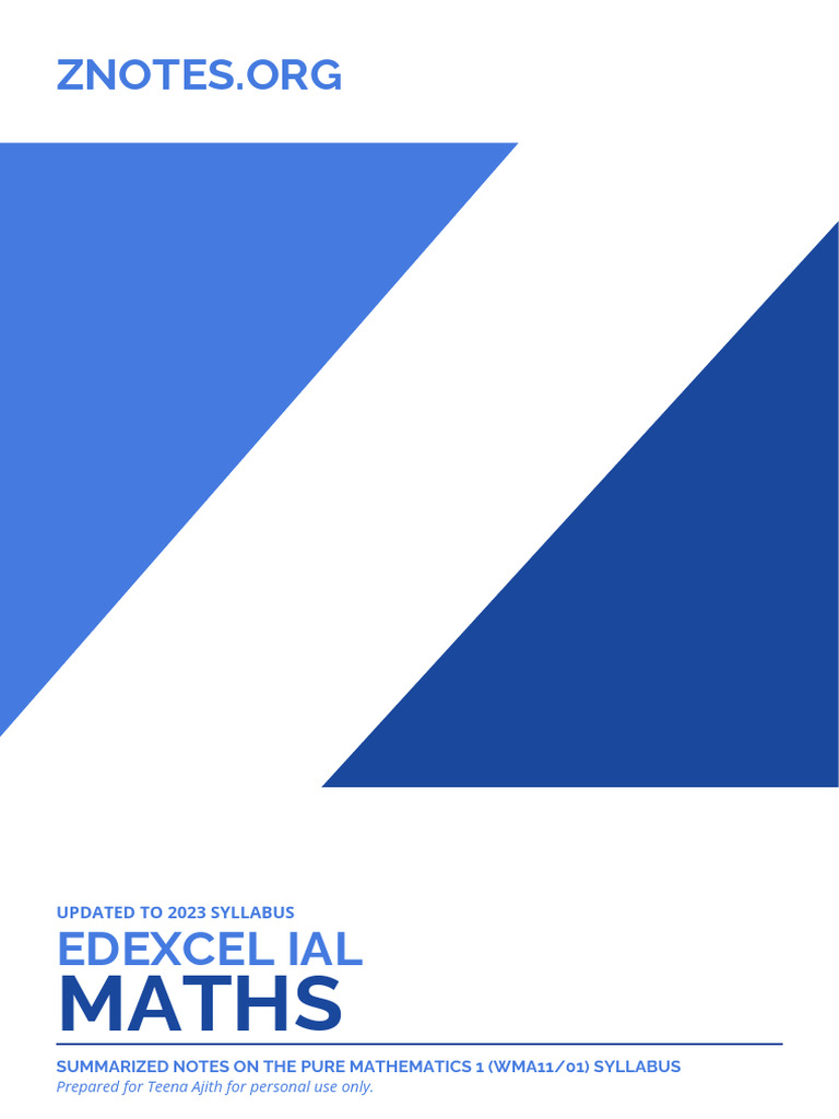 Edexcel IAL Pure Mathematics 1 Notes | PDF | Quadratic Equation ...