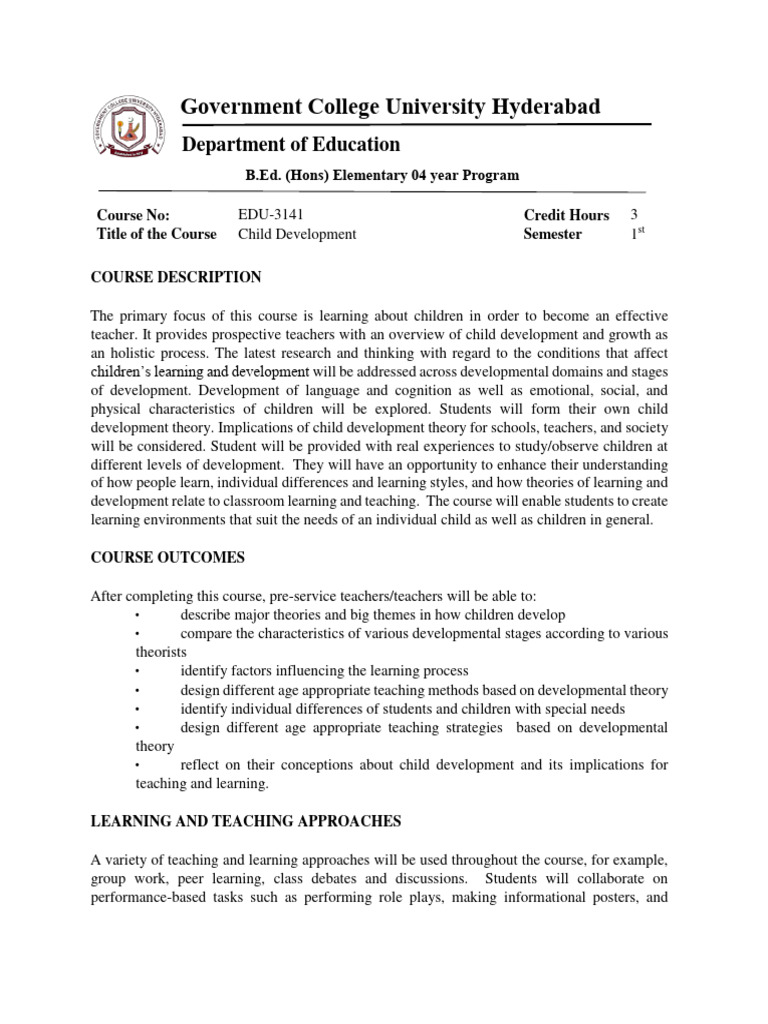 EDU 3141 Child Development Course Outlines | PDF | Child Development ...