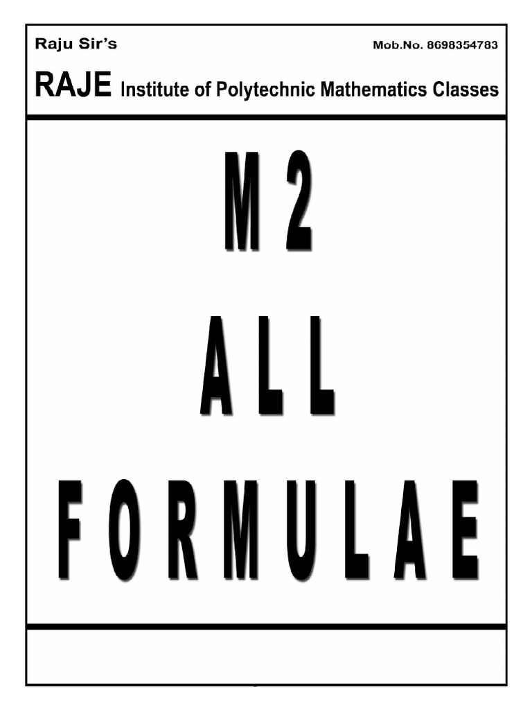 M2 Fomulae Notes | PDF | Logarithm | Integral