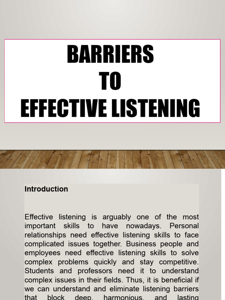 Overcoming Barriers to Effective Listening | PDF | Psychology ...