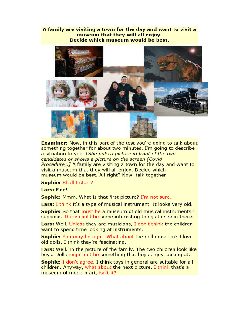 pet speaking sample answer | PDF