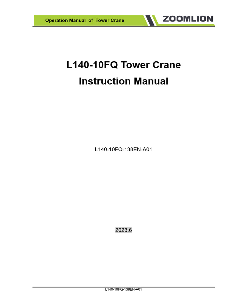 L140-10F Q Manual | PDF | Crane (Machine) | Gear