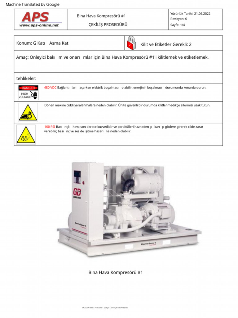 APS LOTO Procedure Sample Advanced 2022 V1 | PDF