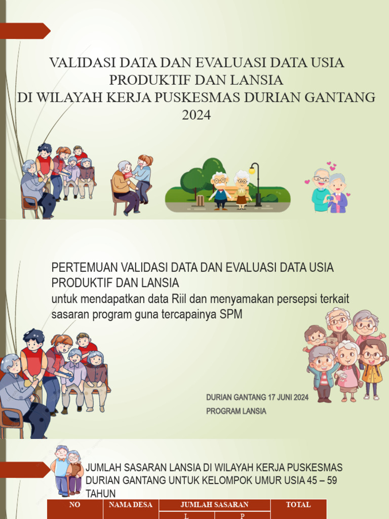Data Lansia Puskesmas Durian Gantang | PDF