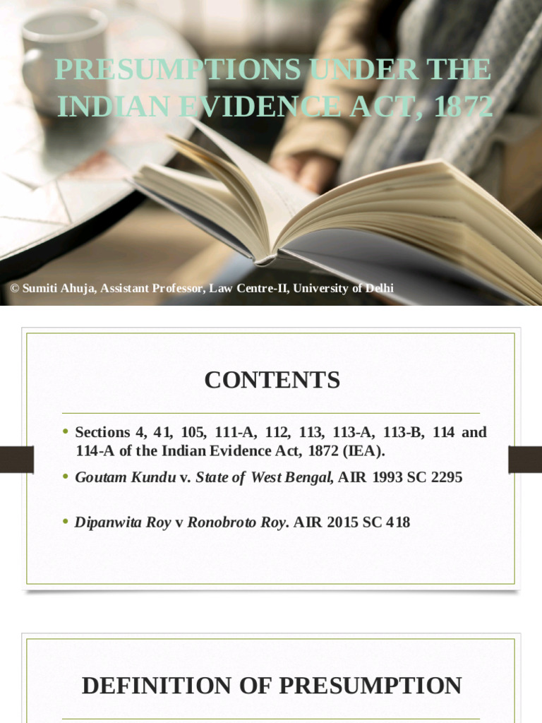 Presumptions Under The Indian Evidence Act, 1872 | PDF | Burden Of ...