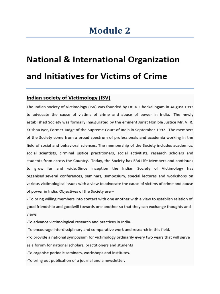 Victimology Module 2 Notes LLM 2nd Sem | PDF | Crimes | Crime & Violence