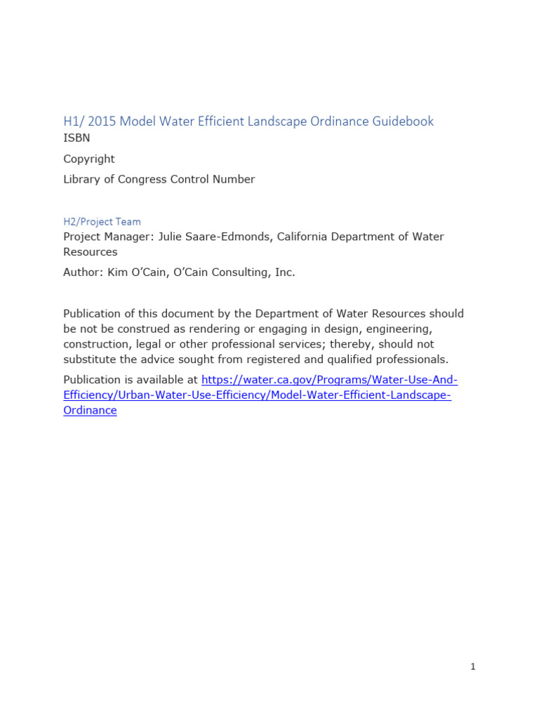 1 Model Water Efficient Landscape Ordinance Guidebook | PDF | Water | Surface Runoff