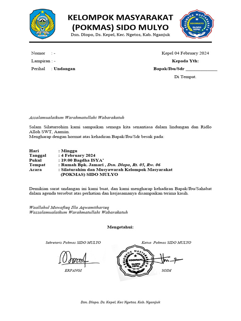 Undangan Pokmas Terbaru | PDF