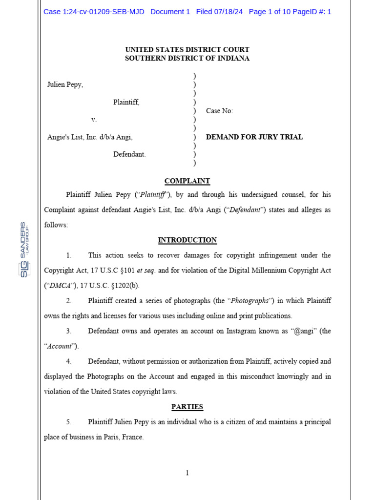 Pepy Complaint | PDF | Copyright | Copyright Infringement