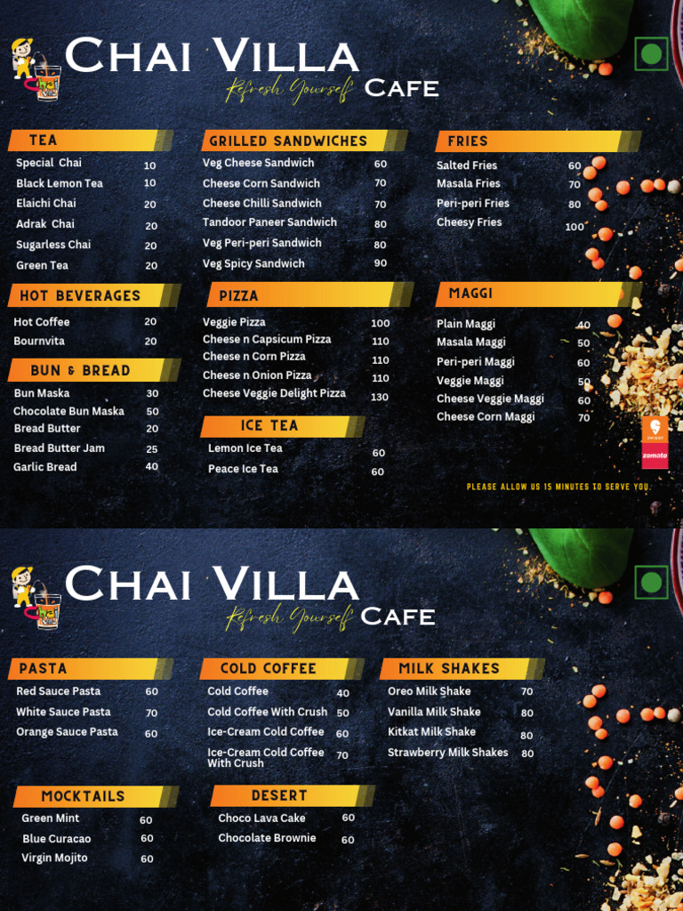 Black and Yellow Modern Delicious Food Menu Landscape (Flyers) - 2 ...