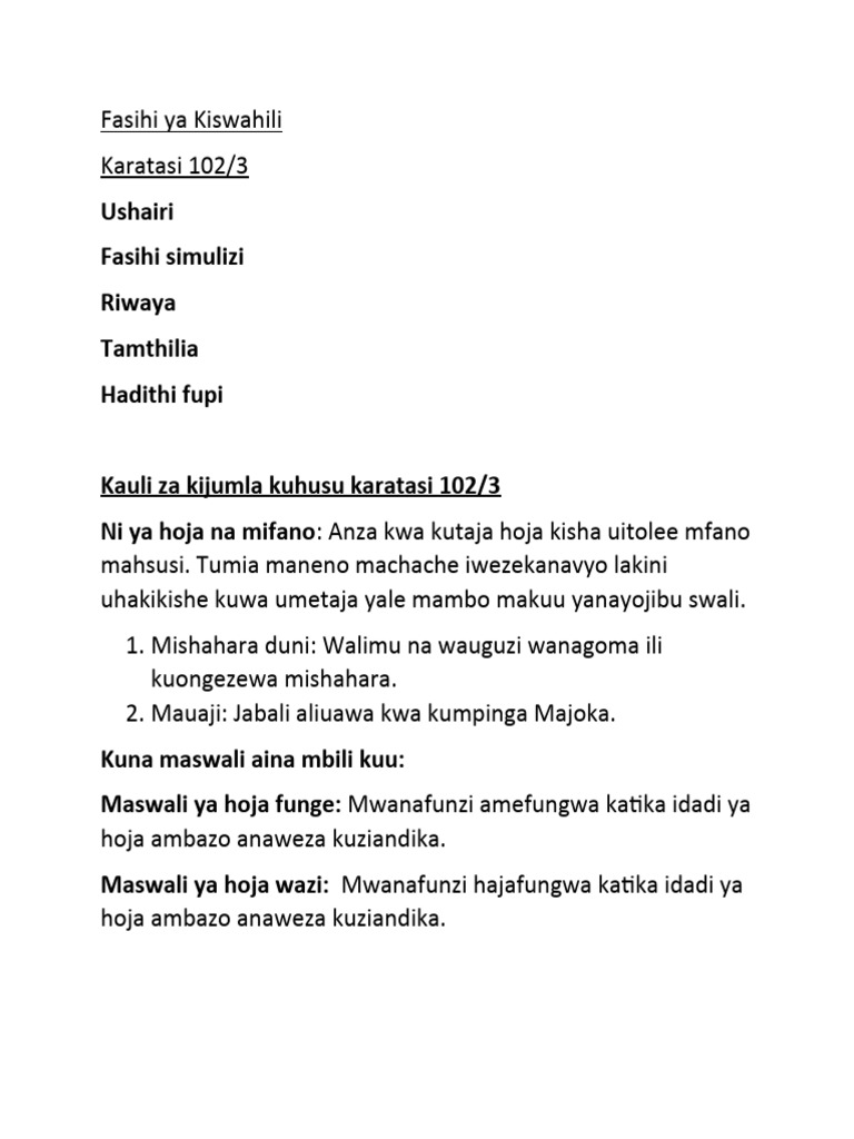 Mbinu Katika Fasihi | PDF