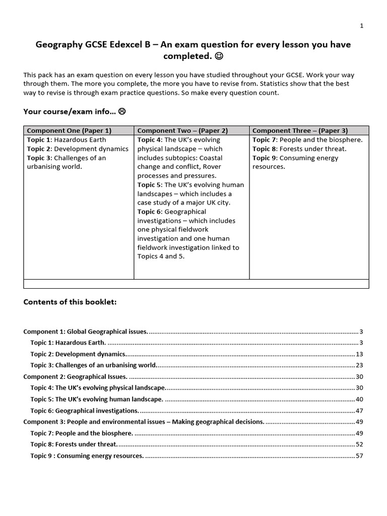 GCSE Geography Exam Practice Questions | PDF | Plate Tectonics | Geography