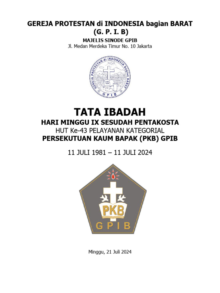 (Fix) Tata Ibadah HUT PKB, 21 Juli 2024 Final MS | PDF