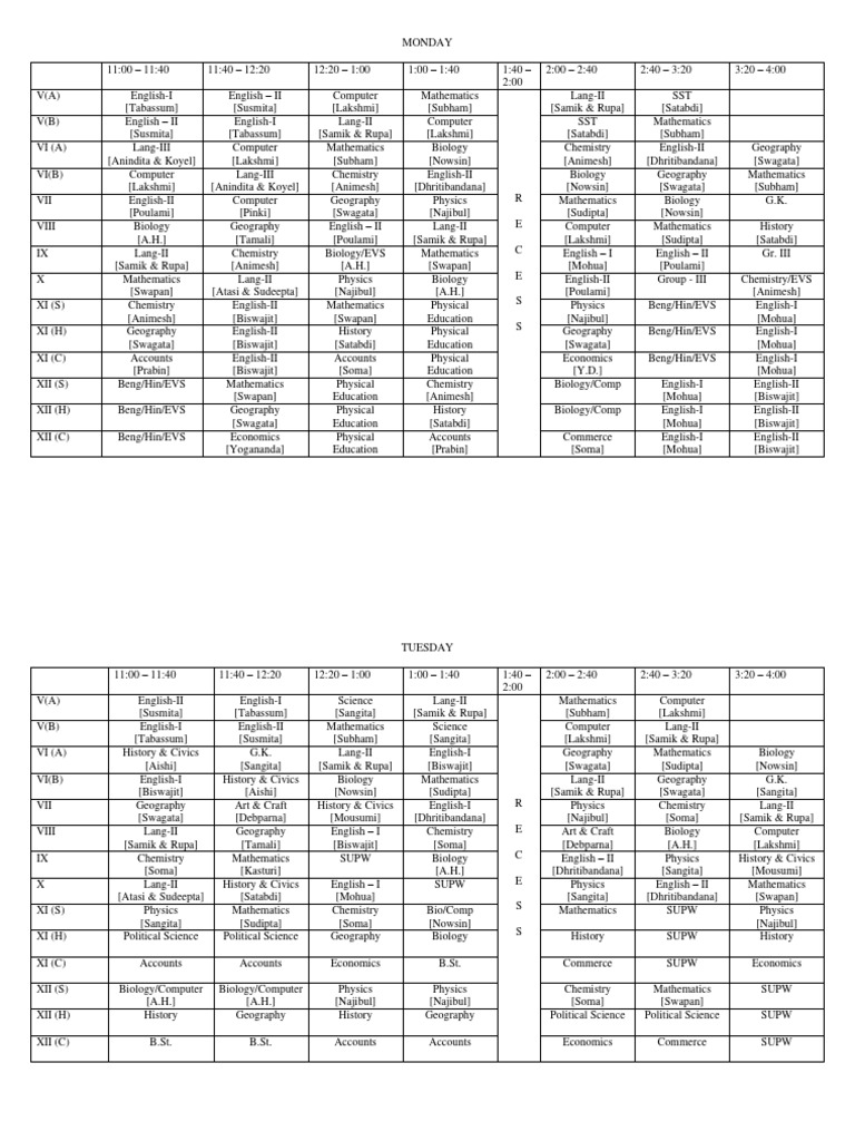 Daily Time Table (W.e.f 01.07.24) | PDF | Epistemology | Liberal Arts ...